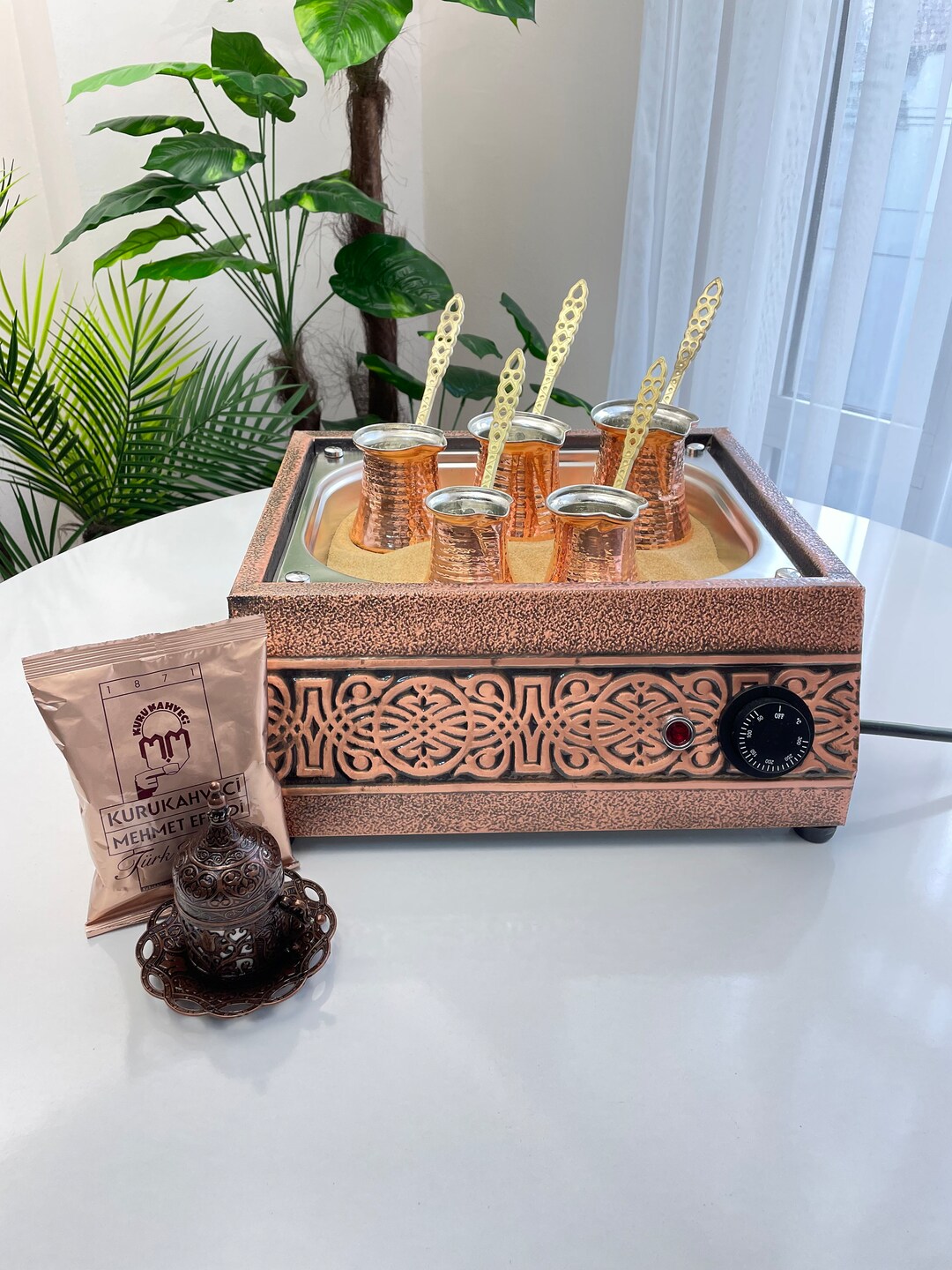 Traditional Turkish Sand Coffee Maker Set 10 Pcs , Turkish Coffee ...