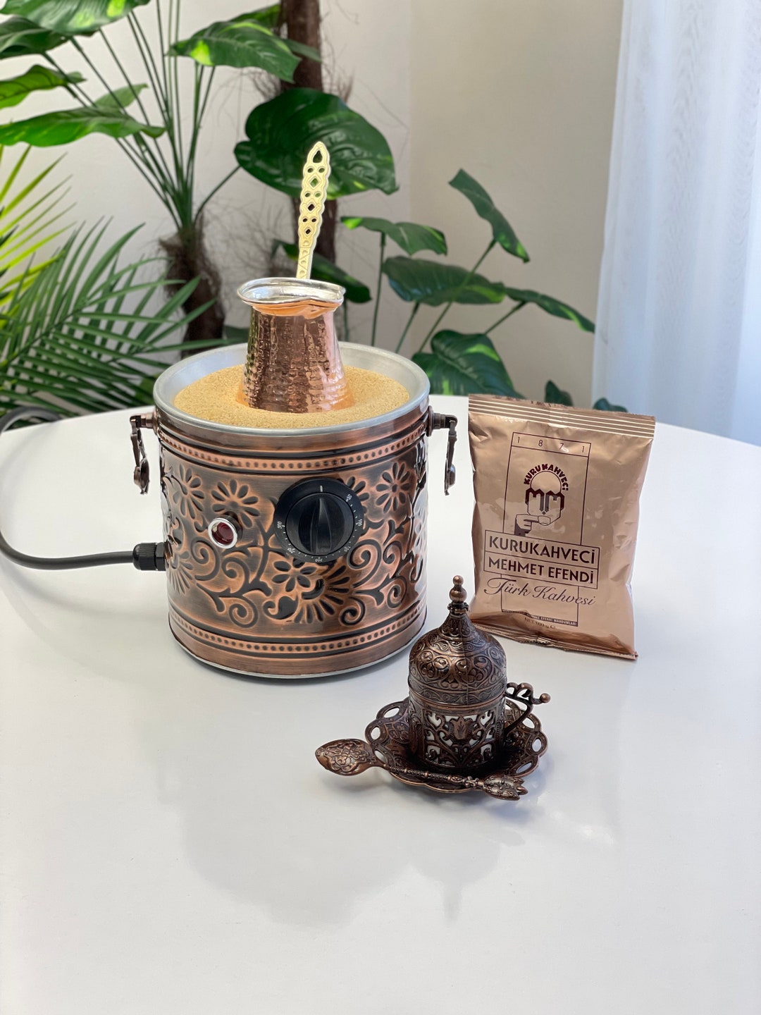 Traditional Turkish Sand Coffee Maker Set 6 Pcs , Turkish Coffee ...