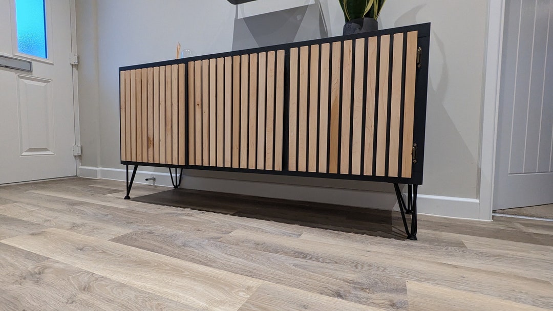 Bespoke Sideboard Featuring Hardwood Slatted Style Doors Made to Order ...