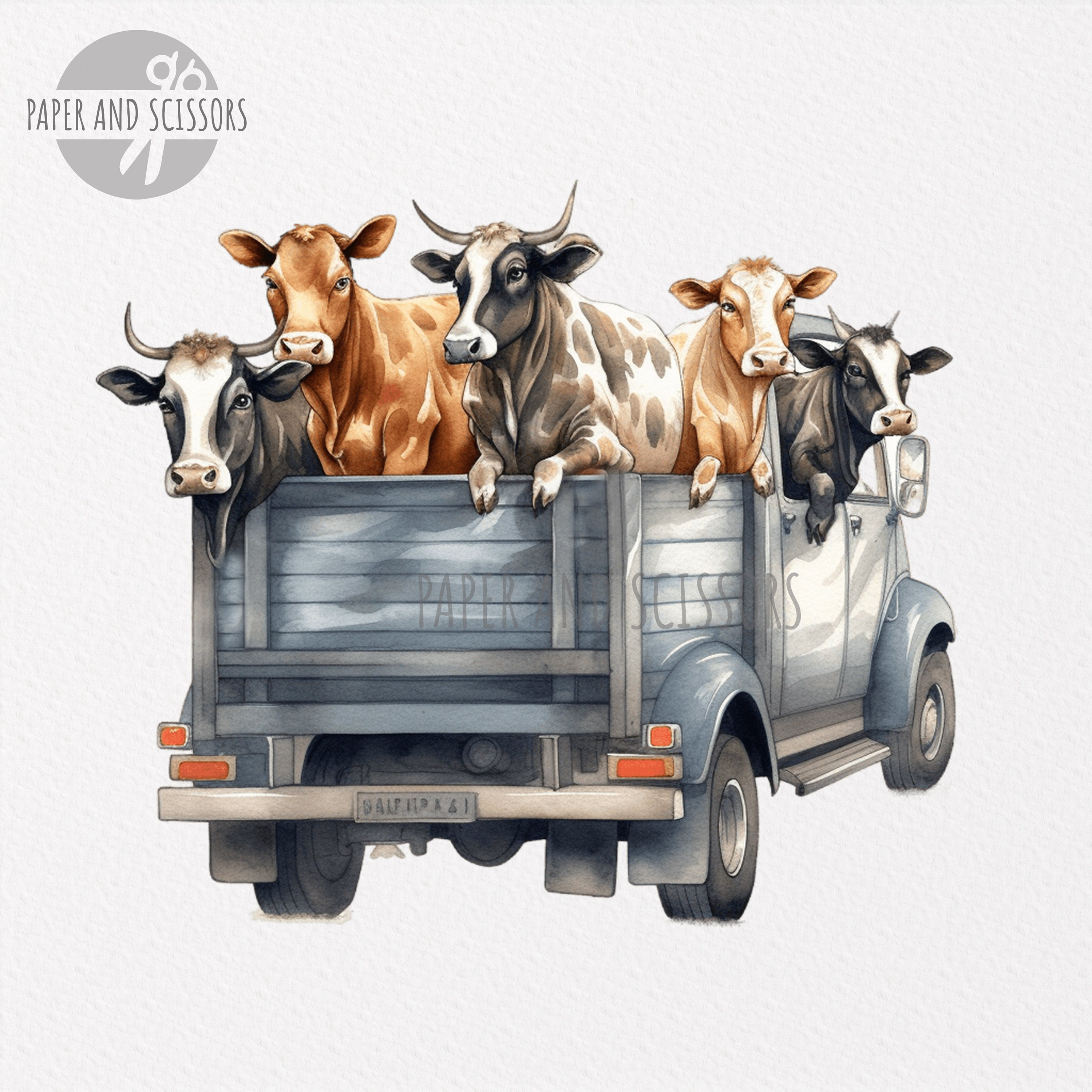 Farm Animals in Trucks Clipart, Old Farm Truck PNG, Rustic Truck ...