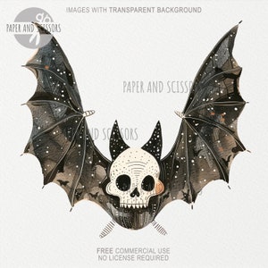 10 Bat Skulls Clipart, Halloween PNG, Spooky Decor, Skeleton Bat ...