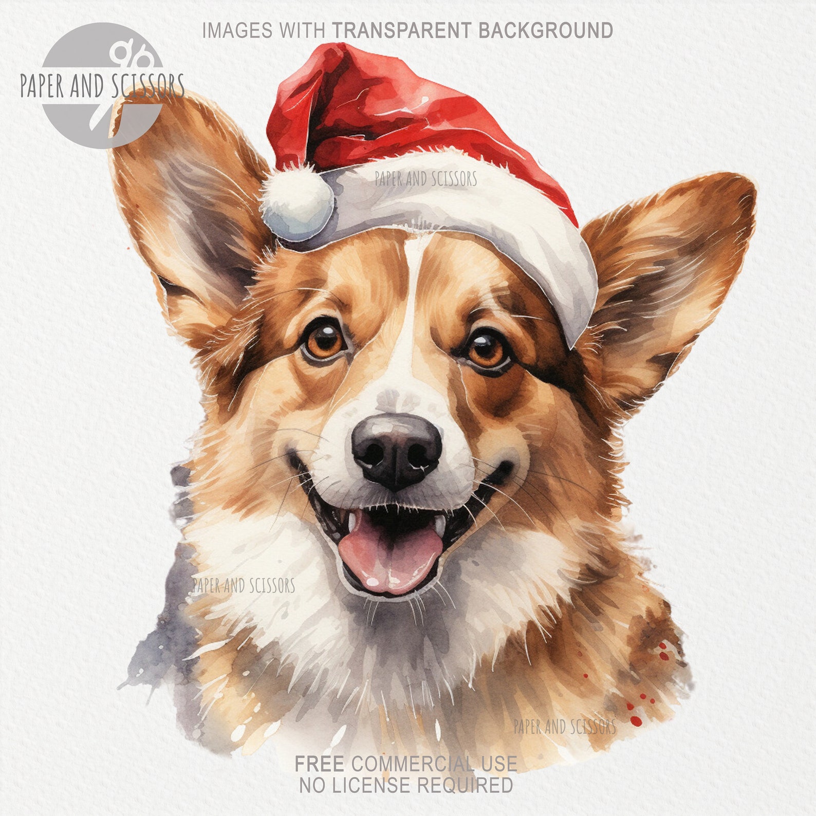 15 Christmas Dogs Clipart, Dog PNG, Watercolor Dog Illustration ...