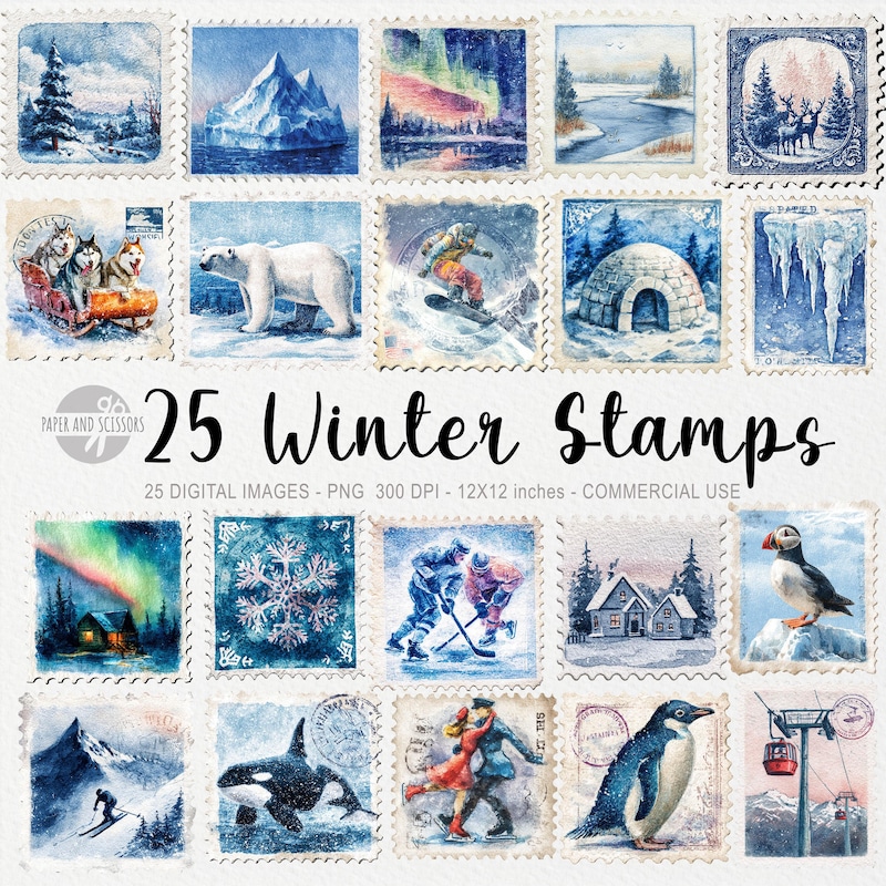 Winter Rubber Stamps - Etsy