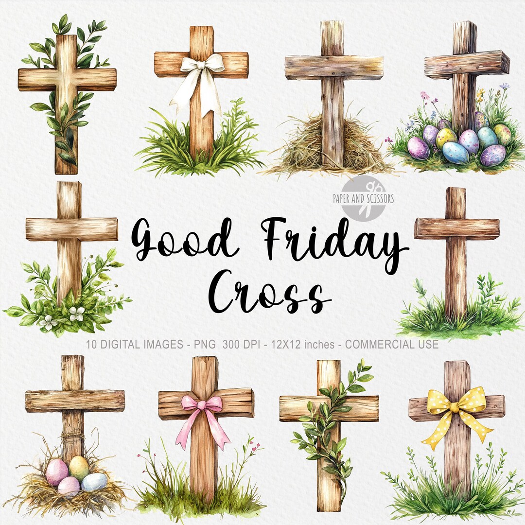 10 Good Friday Cross Clipart, Easter PNG, Wooden Cross Print, He is ...