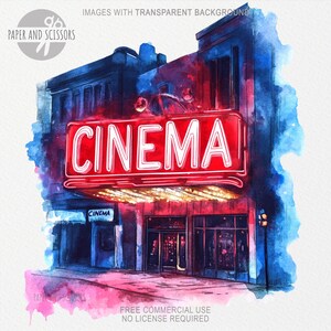 Cinema Clipart, Watercolor Movie PNG, Film Festival Clipart, Digital ...