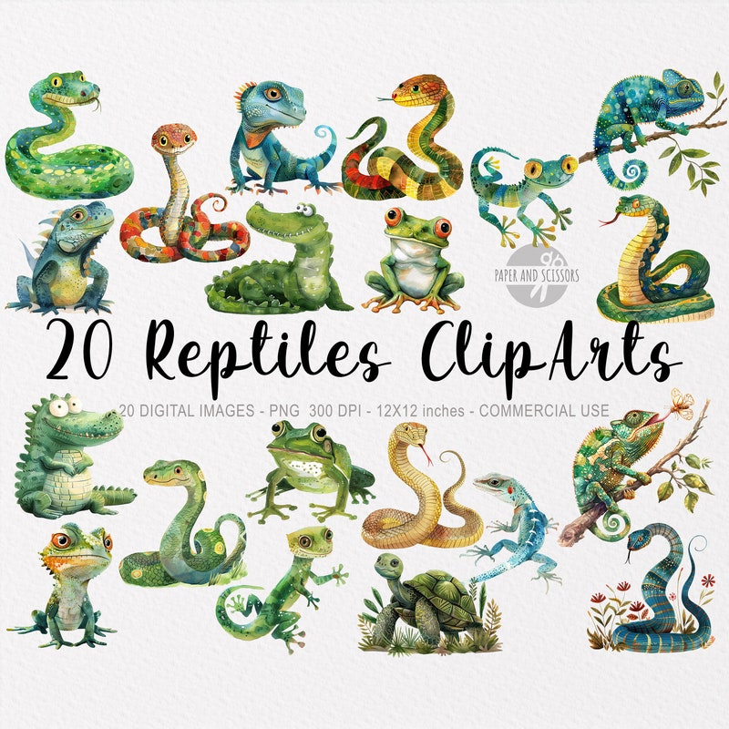 Reptile Cute Clipart - Etsy