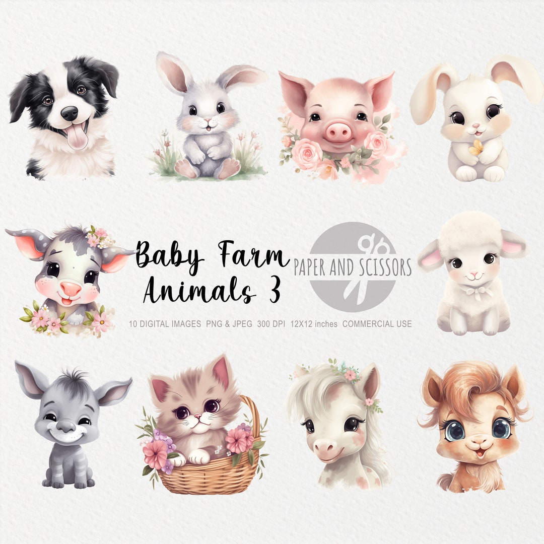 Baby Farm Animals Clipart, Baby Farm Animals PNG, Animals Illustration ...