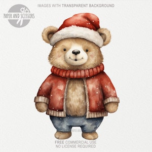 10 Christmas Woodland Animals Clipart, Watercolor Woodland Animals PNG ...