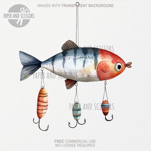 45 Cute Fishing Clipart, Watercolor Fisherman Storybook, Camping ...