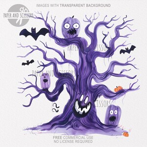 10 Haunted Tree Clipart, Halloween PNG, Spooky Decor, Haunted Forest ...
