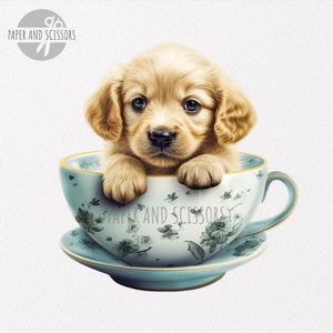 Puppies in Cups Clipart, Puppies PNG, Puppies Illustration, Dog Clipart ...