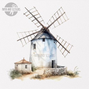 10 White Windmills Clipart, Windmills PNG, Windmill Illustration ...