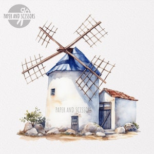10 White Windmills Clipart, Windmills PNG, Windmill Illustration ...