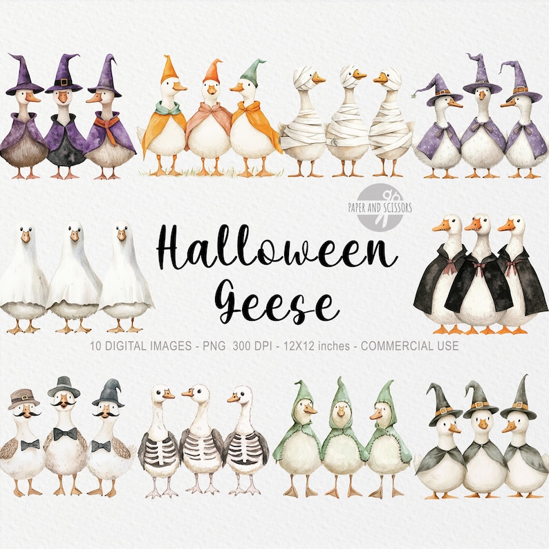 10 Halloween Geese Clipart, Silly Goose PNG, Spooky Decor, Halloween ...