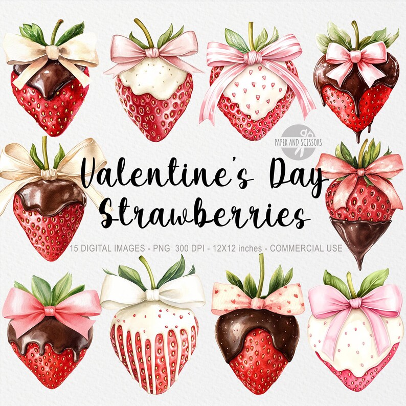 10 Valentine's Day Strawberry Cliparts, Mother's Day PNG, Coquette ...