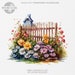 10 Spring Fence Cliparts, Fence PNG, Flowers Illustration, Watercolor ...