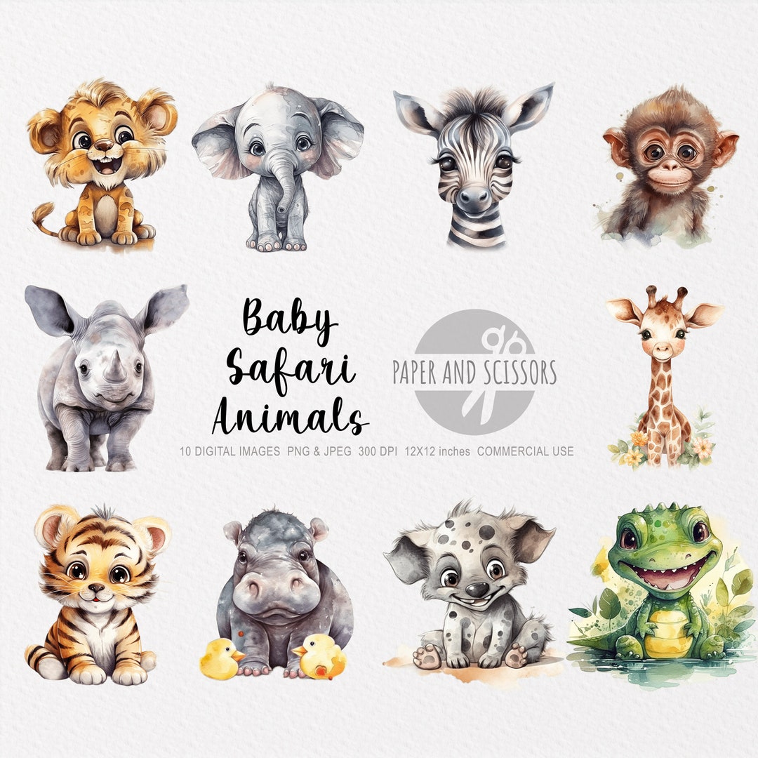 Baby Safari Animals Clipart, Baby Safari Animals PNG, Animals ...