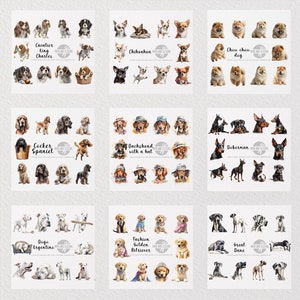 750+ Dog PNG Images, Dog Clipart Bundle, Dog PNG, Watercolor Dog Art ...