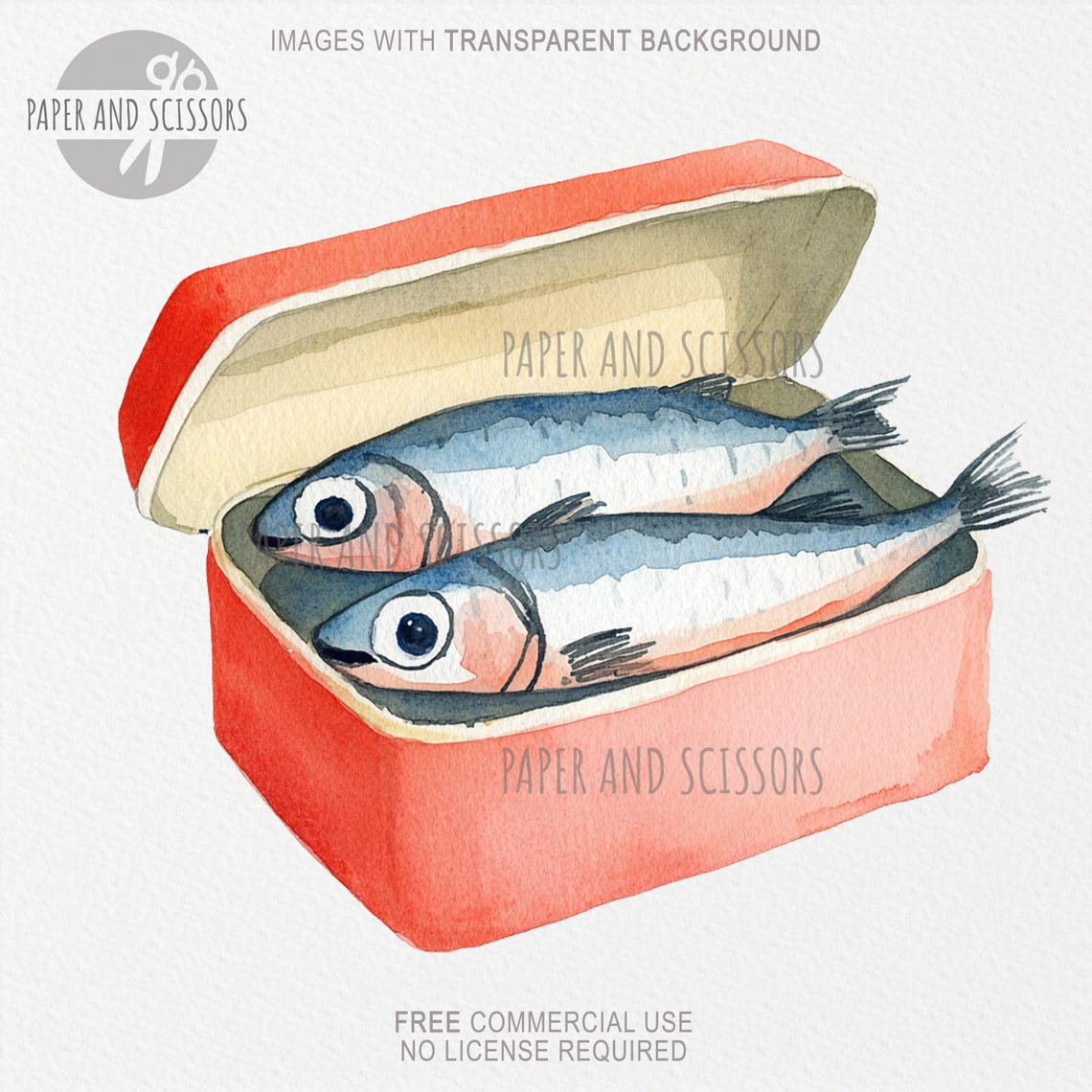 10 Silly Sardine Cliparts, Watercolor Fish PNG, Fisherman Aesthetics ...