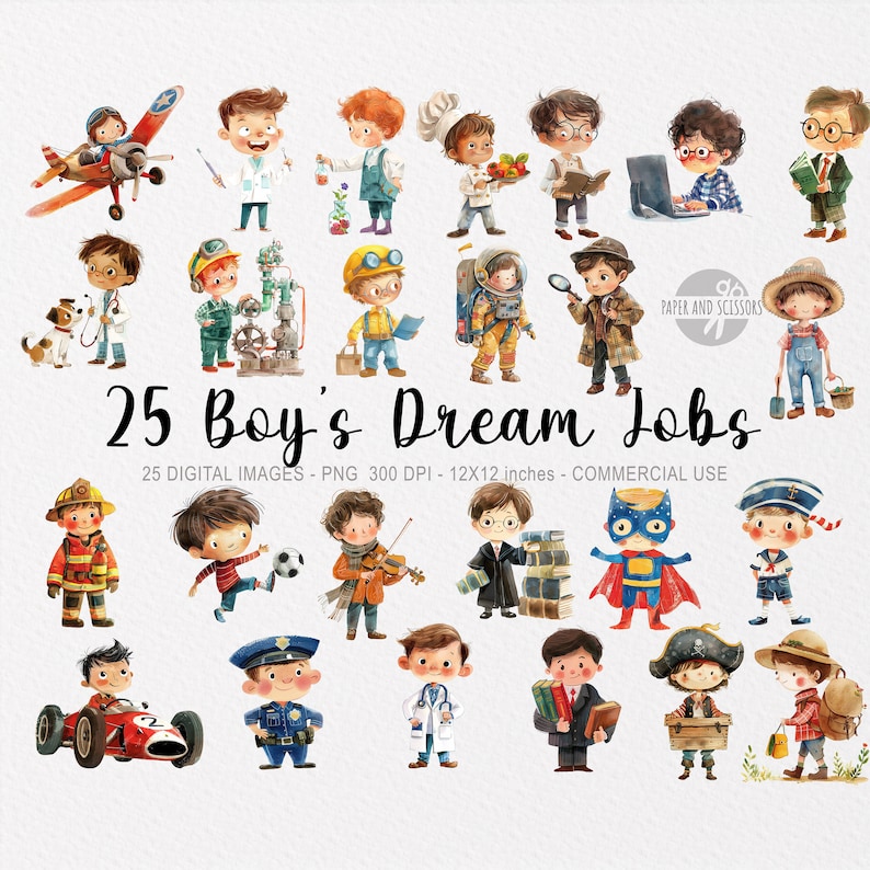 25 Boy Jobs Clipart, Occupations PNG, Teacher Essentials, Job Bundle ...