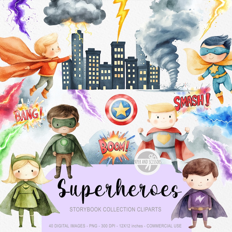 Superheroes Clip Art - Etsy