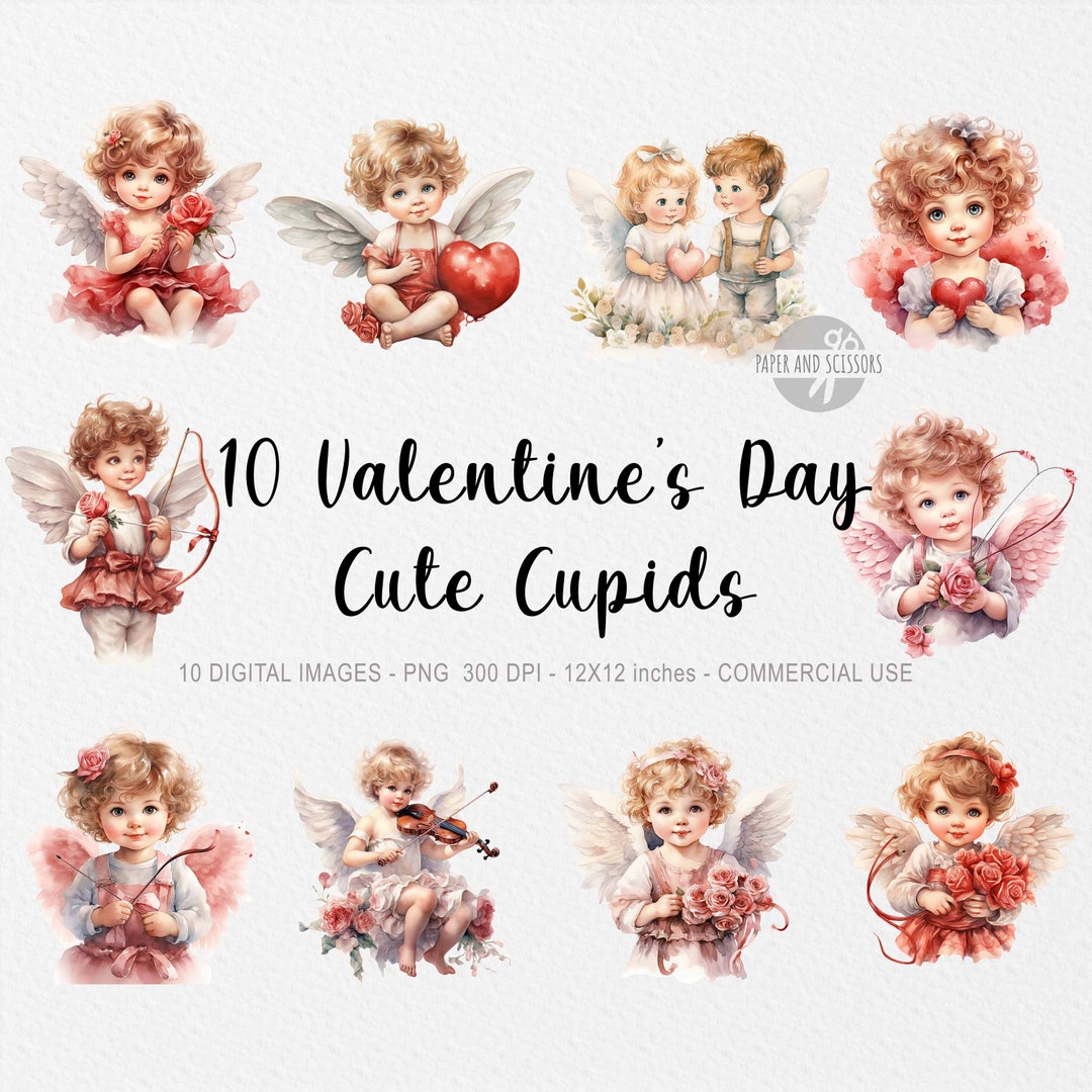 10 Valentines Day Cupid Clipart, Cupid PNG, Love Cupid Illustration ...