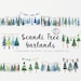 10 Scandi Tree Garland Cliparts, Nordic PNG Decor, Watercolor Christmas ...
