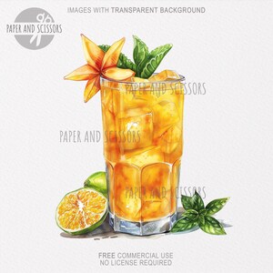 20 Fruit Cocktail Clipart, Tropical PNG, Cocktail Illustration ...