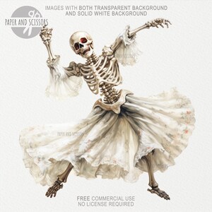 Halloween Dancing Skeleton Clipart, Dancing Skeleton PNG, Watercolor ...