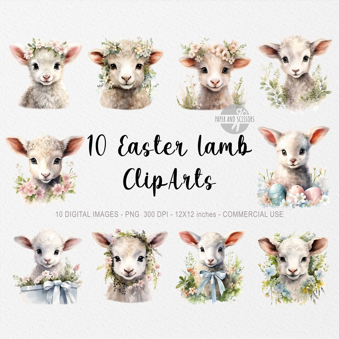 10 Easter Lamb Cliparts, Easter Egg PNG, Easter Illustration ...
