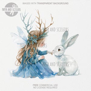 Winter Fairy Cliparts, Whimsical PNG, Blue Fairy Garden Bundle ...
