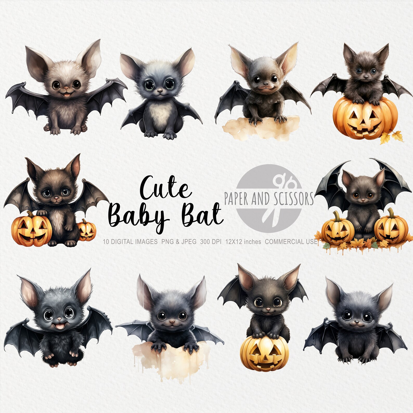 Halloween Cute Baby Bat Clipart, Bat PNG, Watercolor Halloween Bat PNG ...