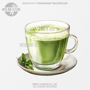 10 Matcha Cliparts, Watercolor Matcha Tea, Japanese Style, Food Clipart ...