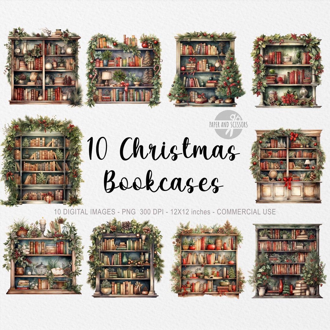 10 Christmas Bookcases Clipart, Christmas Bookcases PNG, Christmas ...
