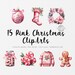 15 Pink Christmas Cliparts, Pink Christmas PNG, Watercolor Christmas ...