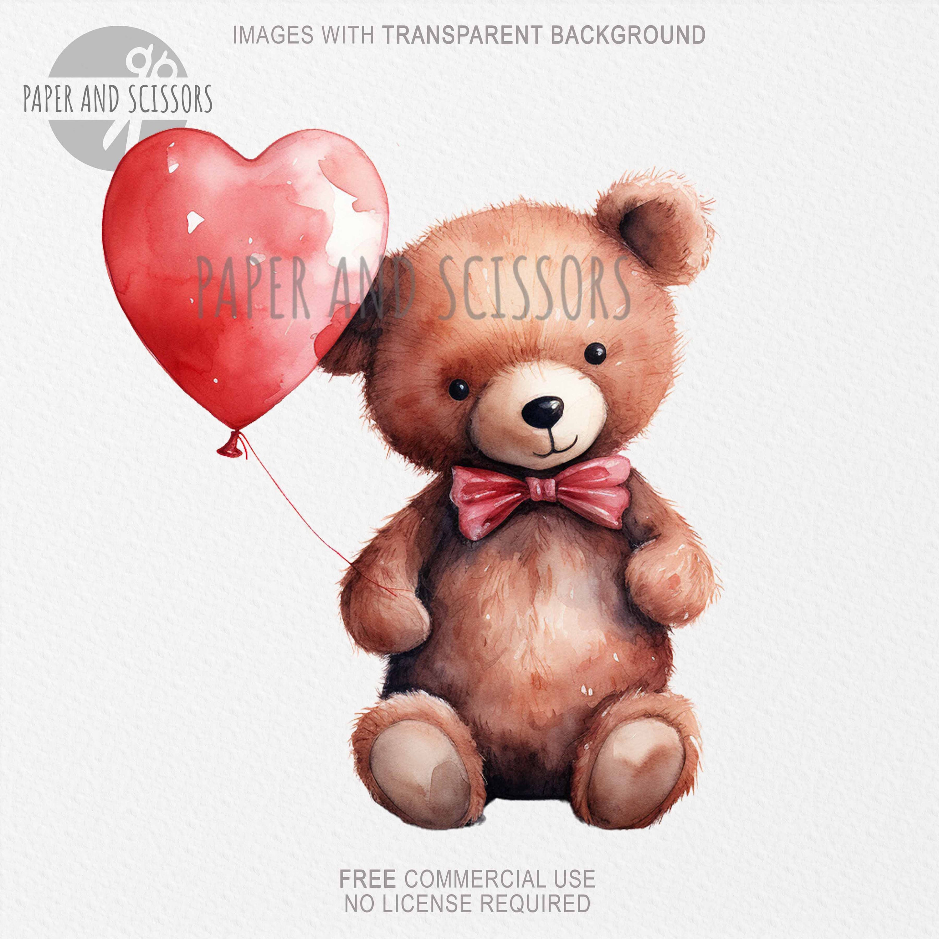 10 Valentine’s Day Bear Clipart, Bear PNG, Teddy Bear Illustration ...