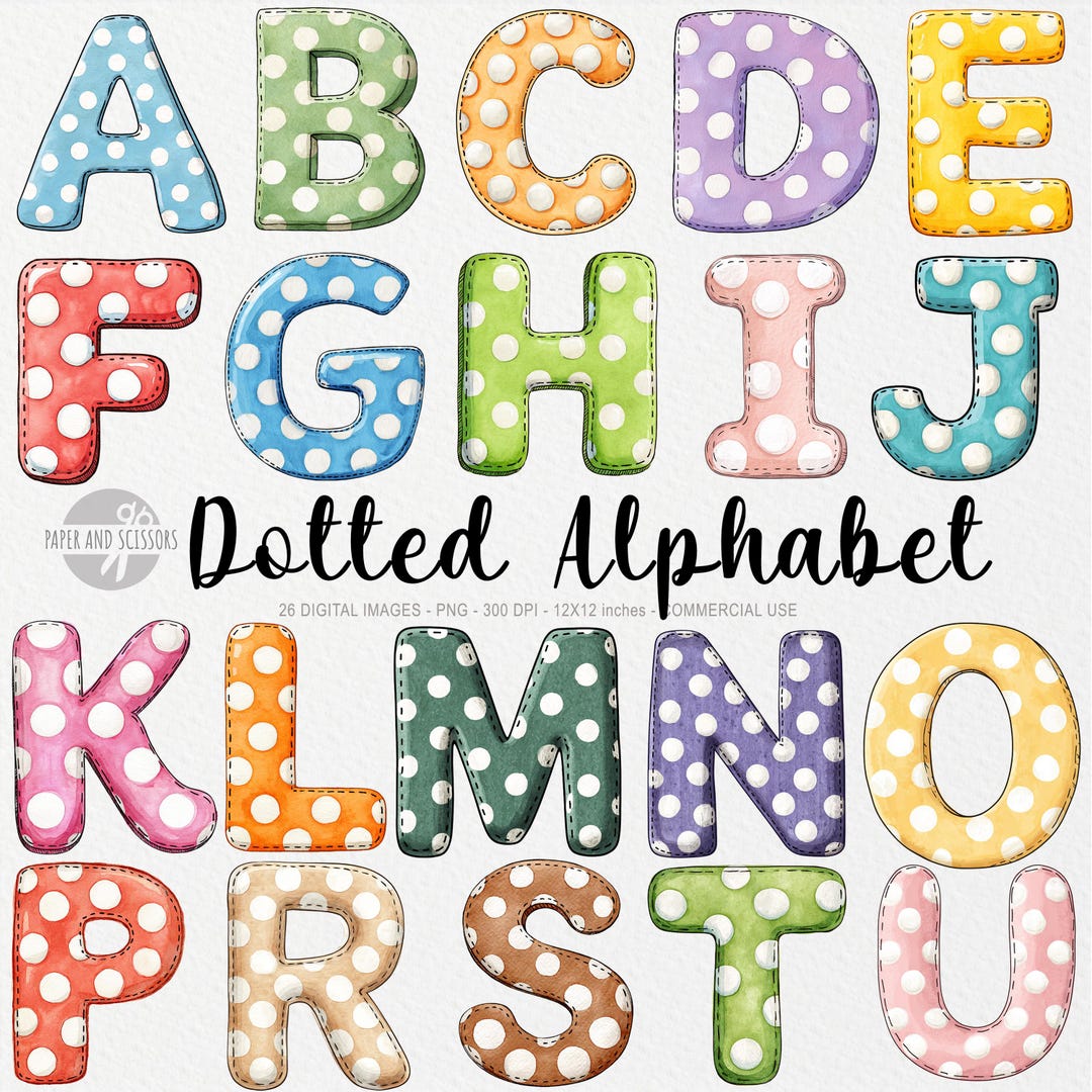 A-Z Dotted Letters PNG, Colorful Clipart, Alphabet Printable Tracing ...