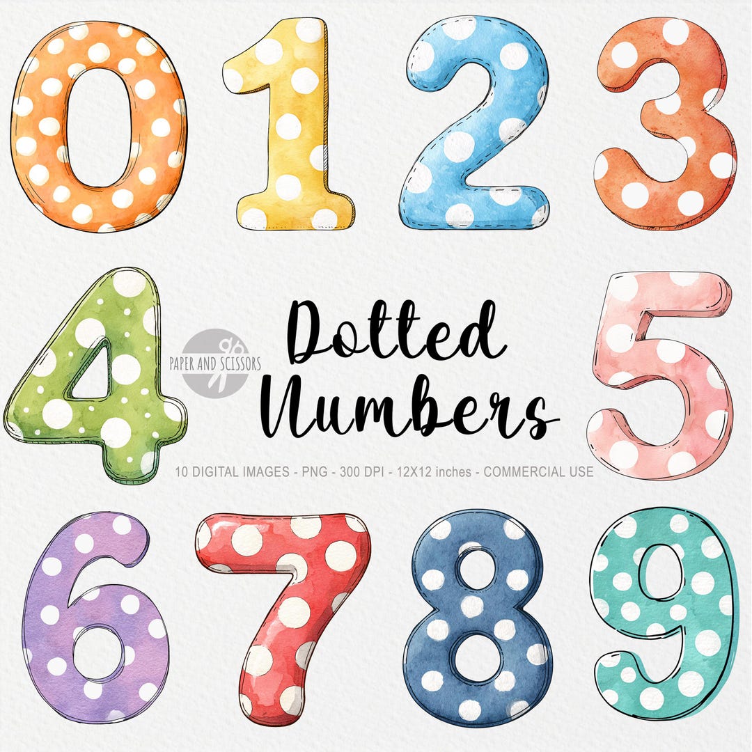 0-9 Dotted Numbers PNG, Colorful Clipart, 0-9 Printable Tracing Dot ...