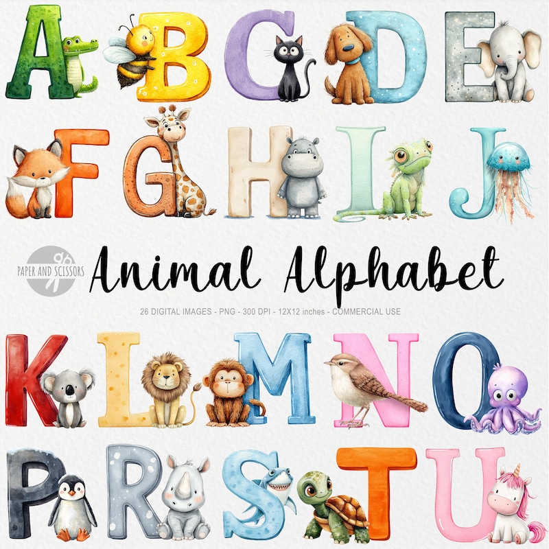 Animal Alphabet Poster - Etsy
