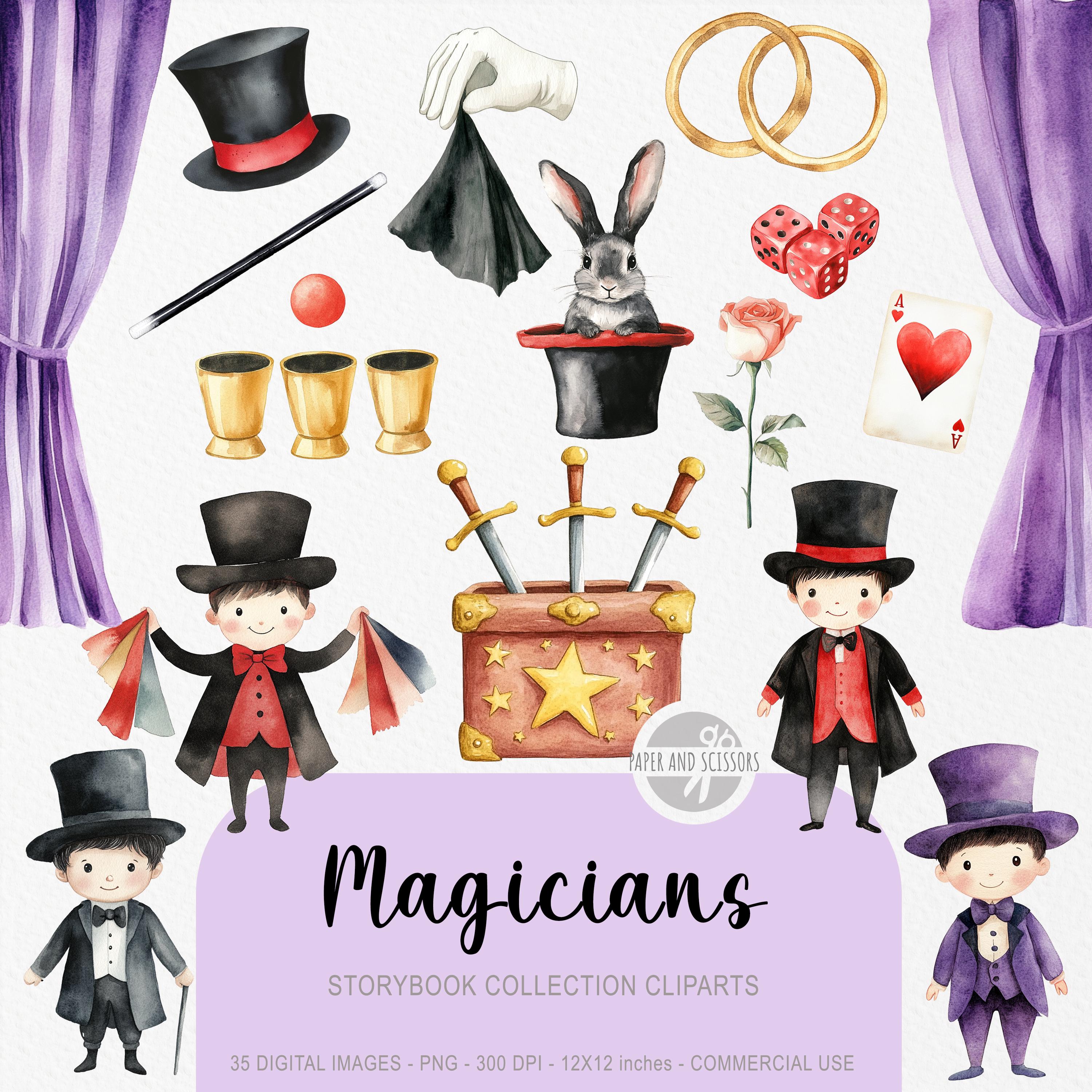 35 Little Magician Cliparts, Watercolor Storybook PNG, Boy Nursery ...