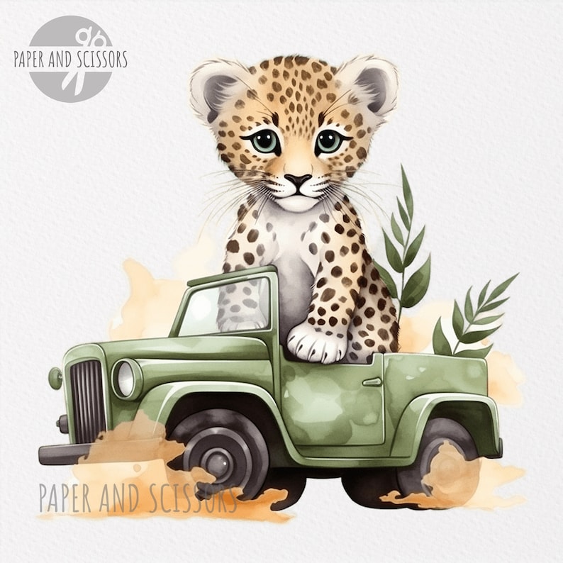 Baby Safari Animals in Trucks Clipart Baby Safari Animals - Etsy