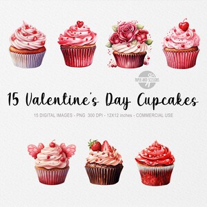 15 Valentines Day Cupcake Clipart, Cupcake PNG, Cake Illustration ...