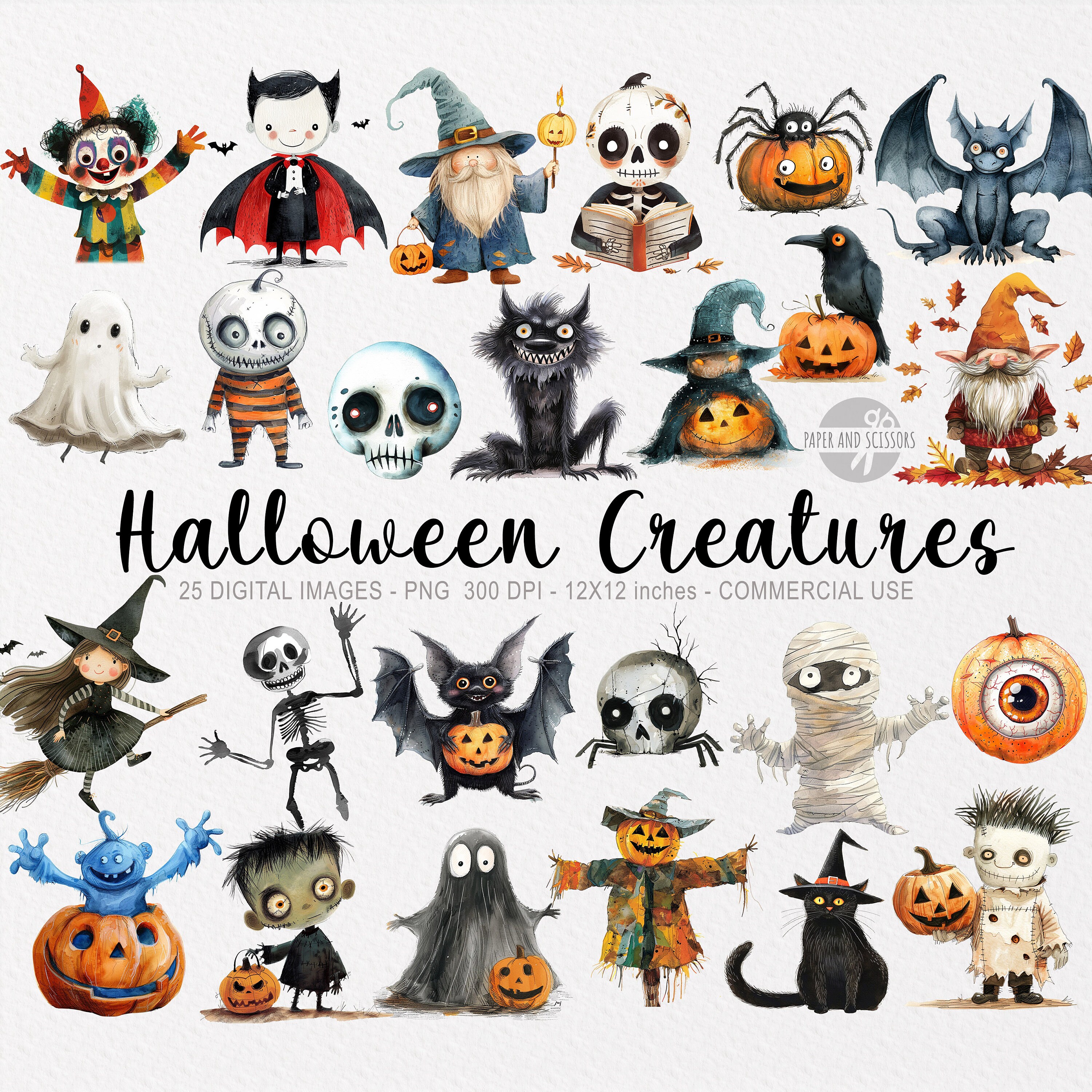 25 Halloween Creatures Clipart, Halloween PNG, Spooky Decor, Scary ...