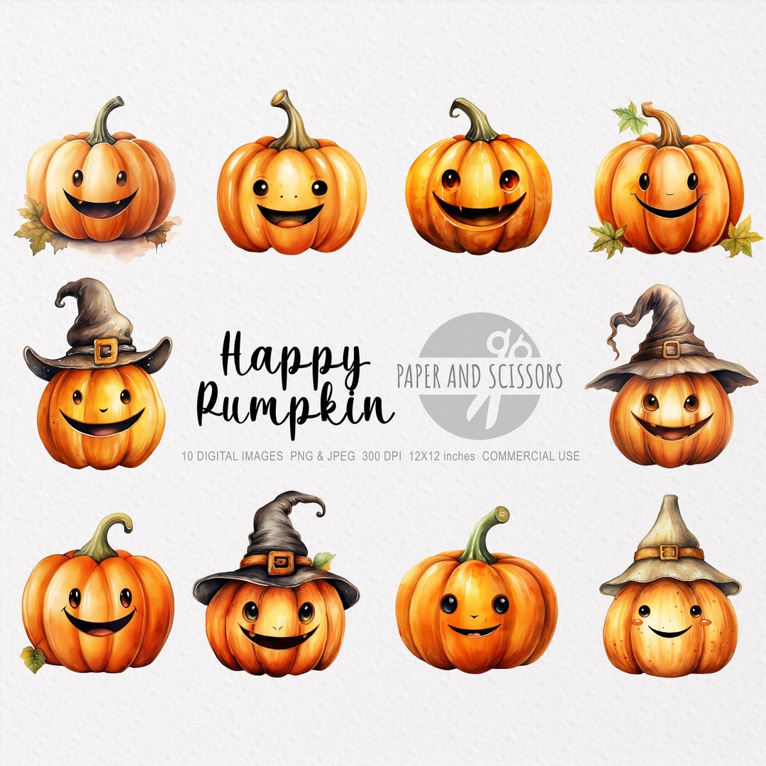 Happy Pumpkin Clipart, Pumpkin PNG, Watercolor Pumpkin Illustration ...