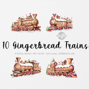 10 Christmas Gingerbread Train Clipart, Gingerbread Train PNG ...