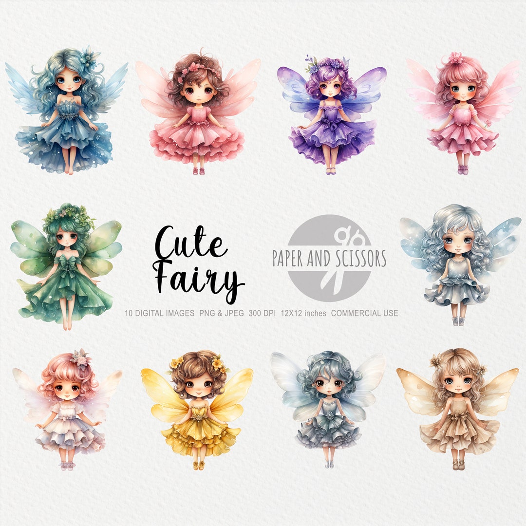 10 Cute Baby Fairy Watercolor Clipart, Fairy PNG, Fairies Illustration, Kids Wall Art, Nursery ...