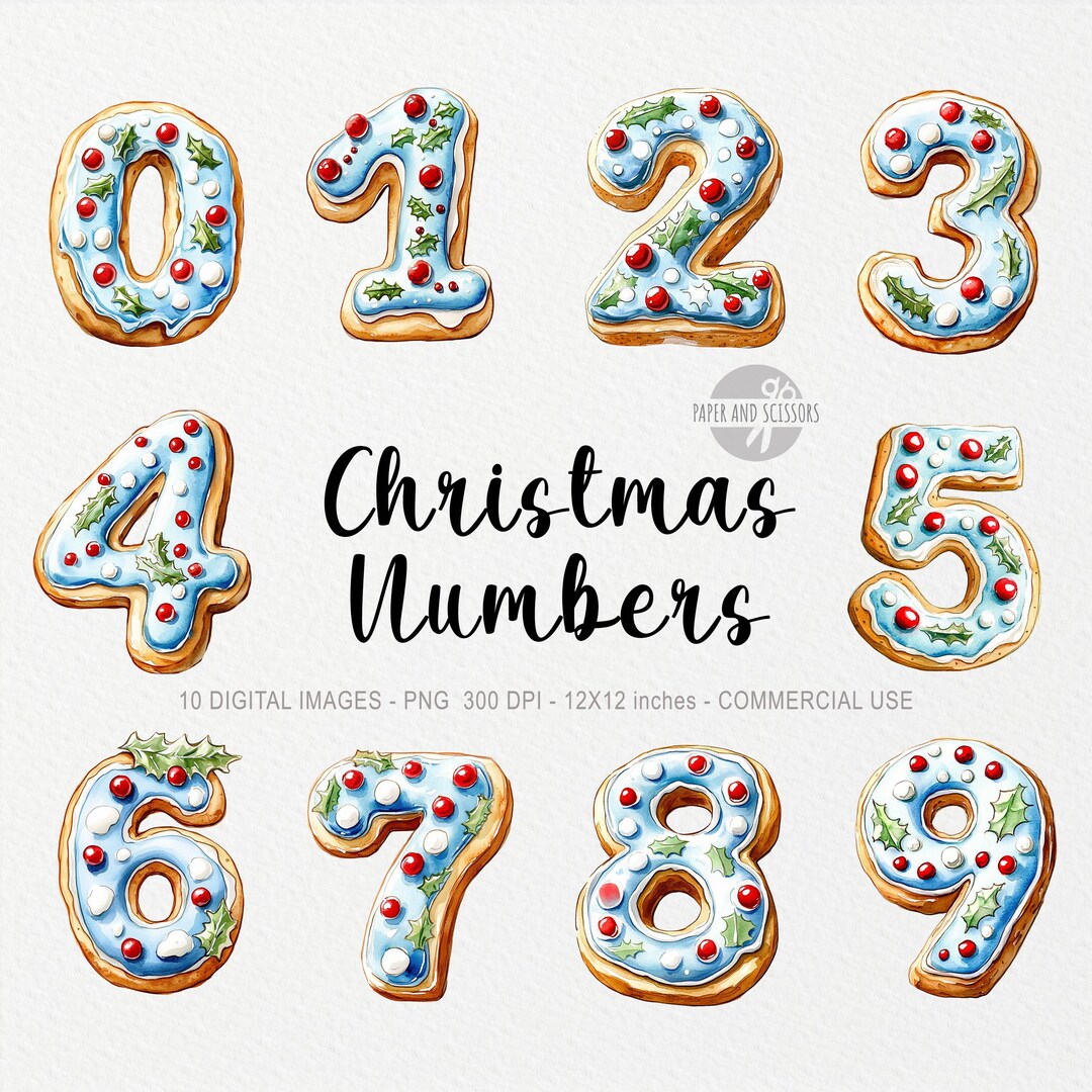0-9 Christmas Numbers PNG, Xmas Clipart, 0-9 Printable Gingerbread ...
