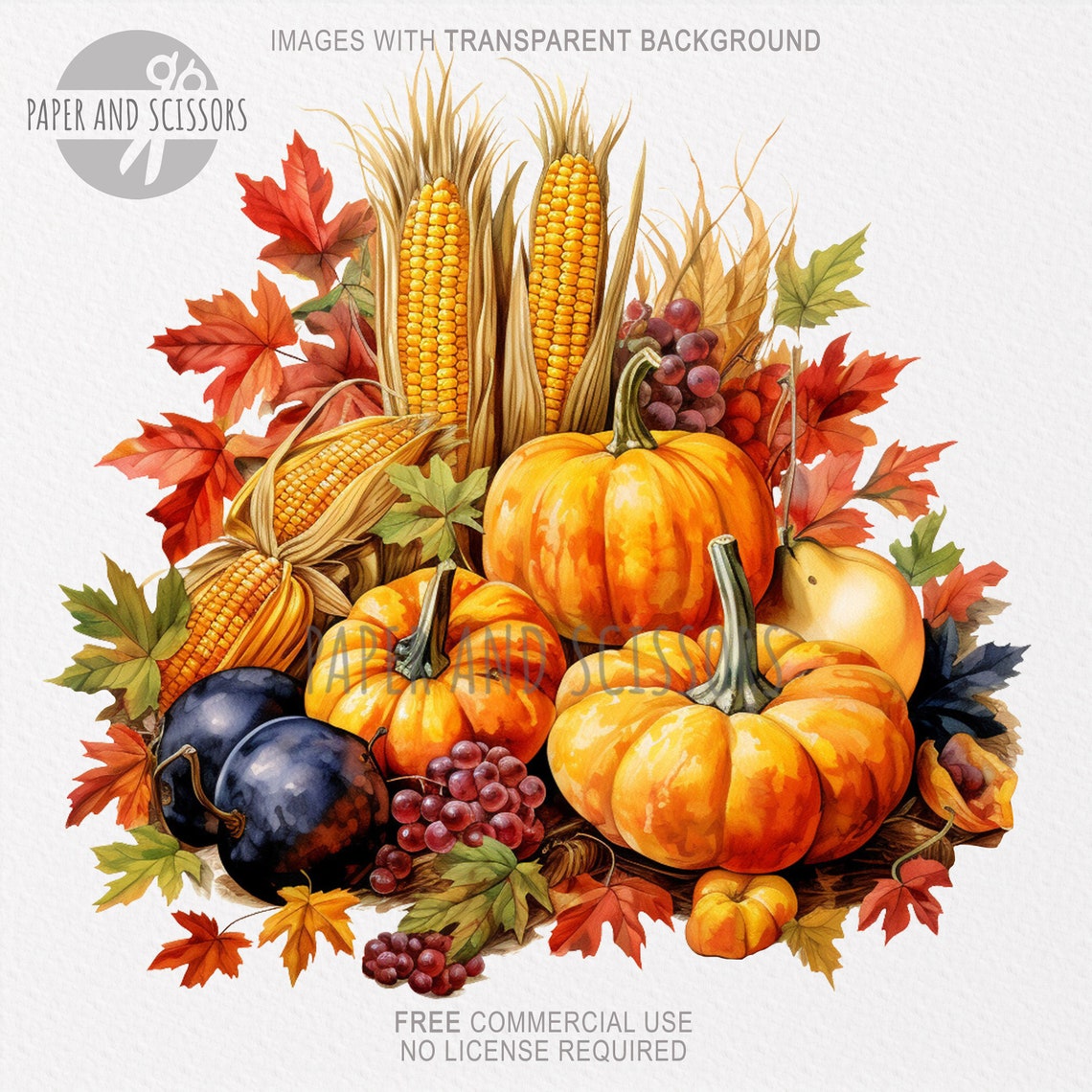 10 Autumn Harvest Cliparts, Fall Fruits & Vegetables PNG, Autumn Leaves ...