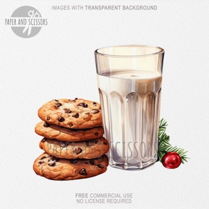 10 Santa's Cookies & Milk Clipart, Watercolor Santa's Cookies and Milk ...
