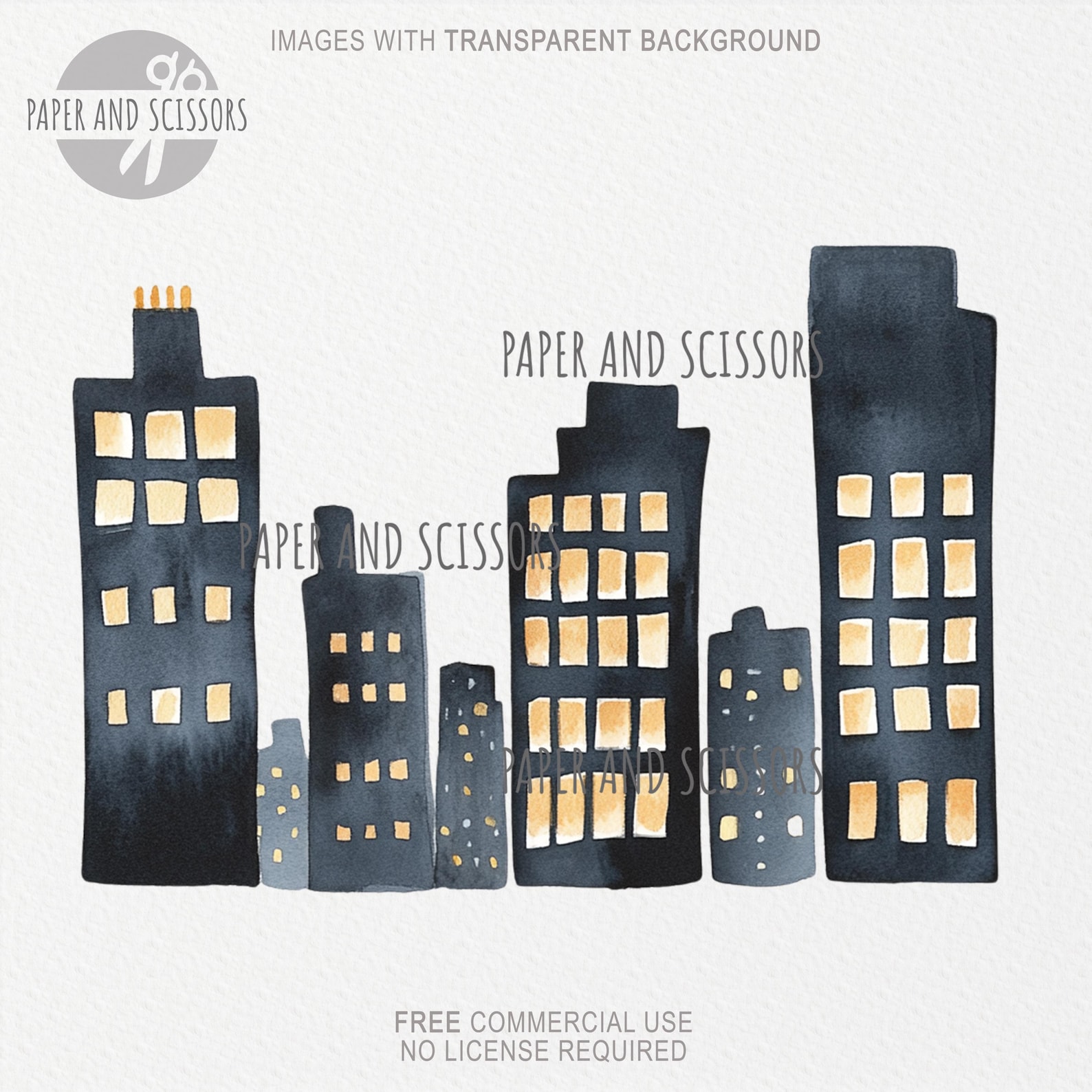 10 City Skyline Clipart, Building PNG, Skycraper Illustration ...